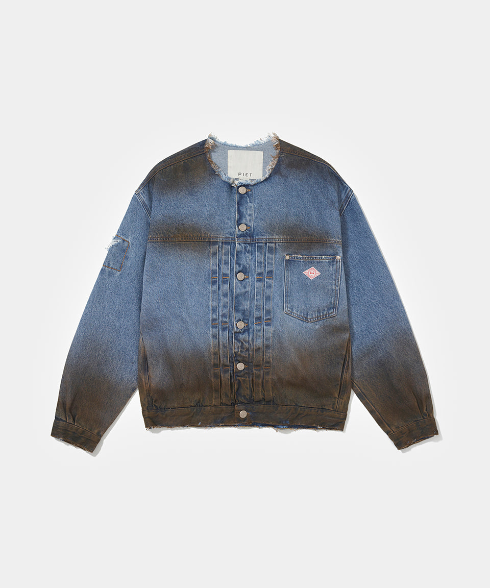 Dirt Stained Denim Jacket Blue – PIET